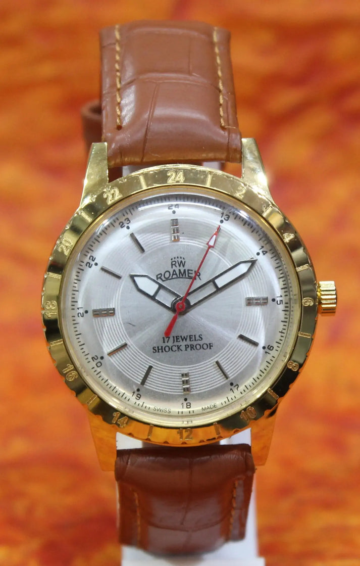 Gold Plated Watch Roamer 17 Jewels FHF ST96 Hand Wind Swiss Movement ...